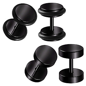 BIG GAUGES 2 Pairs Surgical Steel Black Anodized O-Rings 16gauges 1.2 mm Zero Gauge 8mm Fake Plugs Illusion Piercing Jewelry Lobe BG4478