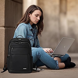GOLF QUALITY Large Capacity Laptop Backpack for Women Travel Work Computer Bookbag Stylish Casual Daypack Fits 15.6 Inch Notebook(Black)