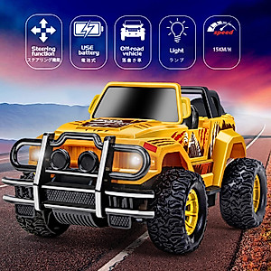 Remote Control Car, 1:20 Scale Off Road Rc Truck Racing Car Toy for Boys 4-7 8-12 Remote Control Truck with Led Headlights Monster Truck Toys Birthday Gift for Kids Ages 3-5, Yellow Dinosaur