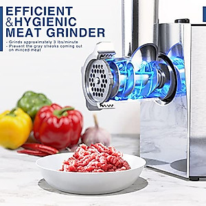 CHEFFANO Meat Grinder, 2600W Max Stainless Steel Meat Grinder Electric, ETL Approved Heavy Duty Meat Mincer Machine with 2 Blades, 3 Plates, Sausage Stuffer Tube & Kubbe Kit for Home Kitchen Use