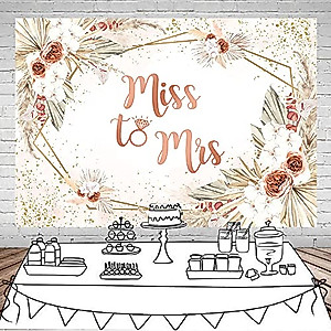 Mocsicka Miss to Mrs Bridal Shower Backdrop Boho Chic Pink Flowers Photography Background Vinyl Wedding Bride to Be Cake Table Decorations Photo Booth (7x5ft)