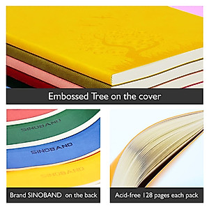 SINOBAND 4 Pieces Journals for Writing, A5 Paperback Colorful Notebooks, PU Leather Soft Cover, Lined Paper, Subject Notebooks for School and Office (Random Color)
