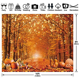 Swepuck 10x8ft Fall Photography Backdrop Autumn Maple Leaves Pumpkin Friendsgiving Background Thanksgiving Party Supplies Farm Harvest Banner Photo Booth