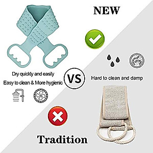 Silicone Back scrubber, Multifunctional Dual Sided Back Scrubber SiliconeDead Skin Removal,Exfoliating Bath Brush Soft,Silicone Massage Bathroom,Long Strap Back Scrubber Body Cleaning Shower(Green)