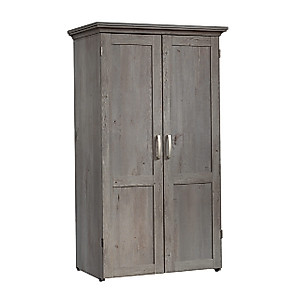 Sauder Miscellaneous Storage Craft & Sewing Armoire, L: 35.112" x W: 21.81" x H: 61.58", Mystic Oak Finish & Miscellaneous Storage Sewing/Craft Cart, Mystic Oak Finish