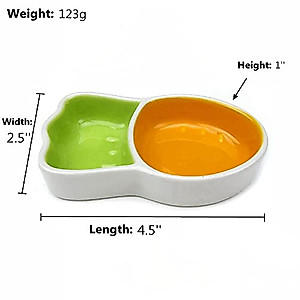 Hamster Food Bowl - Ceramic Small Animals Food Dish and Water Bowl Chew Resistant Food Bowls Water Feeder for Hamster Rat Hedgehog Gerbil Mice Squirrel Sugar Glide Birds (Small Carrot)