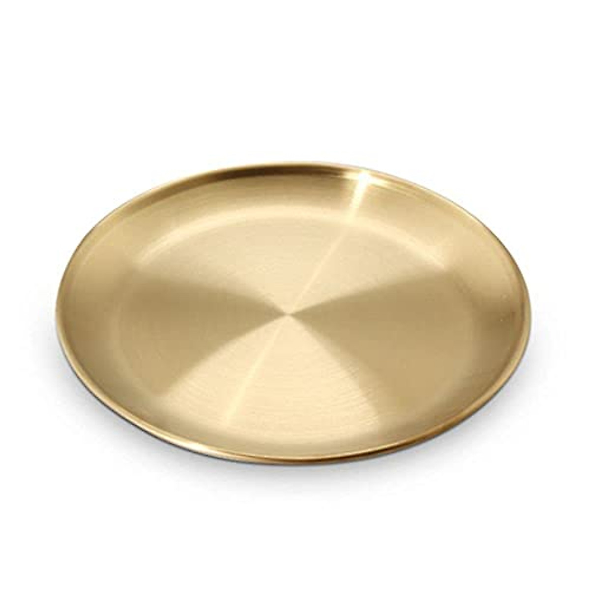 Retro Metal Round Gold Tray, Western Steak Round Serving Dishes, Stainless Steel Dining Plate, European Style Serving Cake Tray Kitchen Tool(23cm)