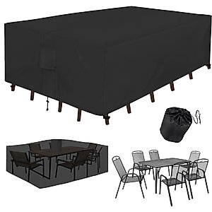 Furniture Covers Outdoor Table Furniture Cover Waterproof Rectangle Patio Sectional Couch Set Cover 600D for Lawn and Backyard, Outdoor Sectional Sofa Covers (126"L×63"W×28"H)