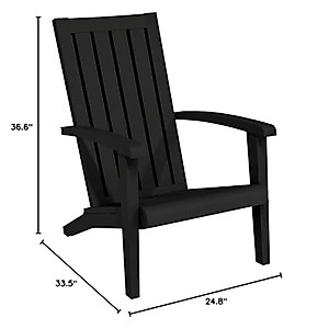 Tidyard Patio Adirondack Chairs 2 pcs Black Polypropylene Outdoor Fire Pit Chair Wooden Garden Armchair for Porch Pool Lawn Deck Backyard Balcony Outdoor
