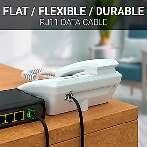 G-PLUG 3FT RJ11 Cable Phone Cord for Landline & Telephone Cord for RJ11 to RJ11 Devices – Smooth, Clear Connections & Optimum Quality – Durable Phone Cable with 4 Gold-Plated Contact Pins (Black)