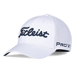 Titleist mens Titleist Men s Tour Sports Mesh Hat, White/Navy, Small-Medium US