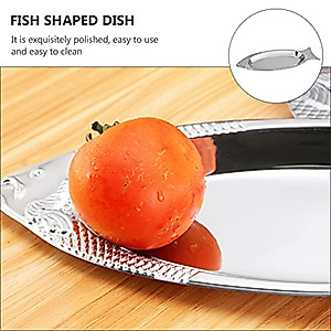 DOITOOL Fish Serving Platter Fish Shaped Plate Stainless Steel Fish Dish Metal Food Serving Trays for Meat Appetizers Dessert Fish