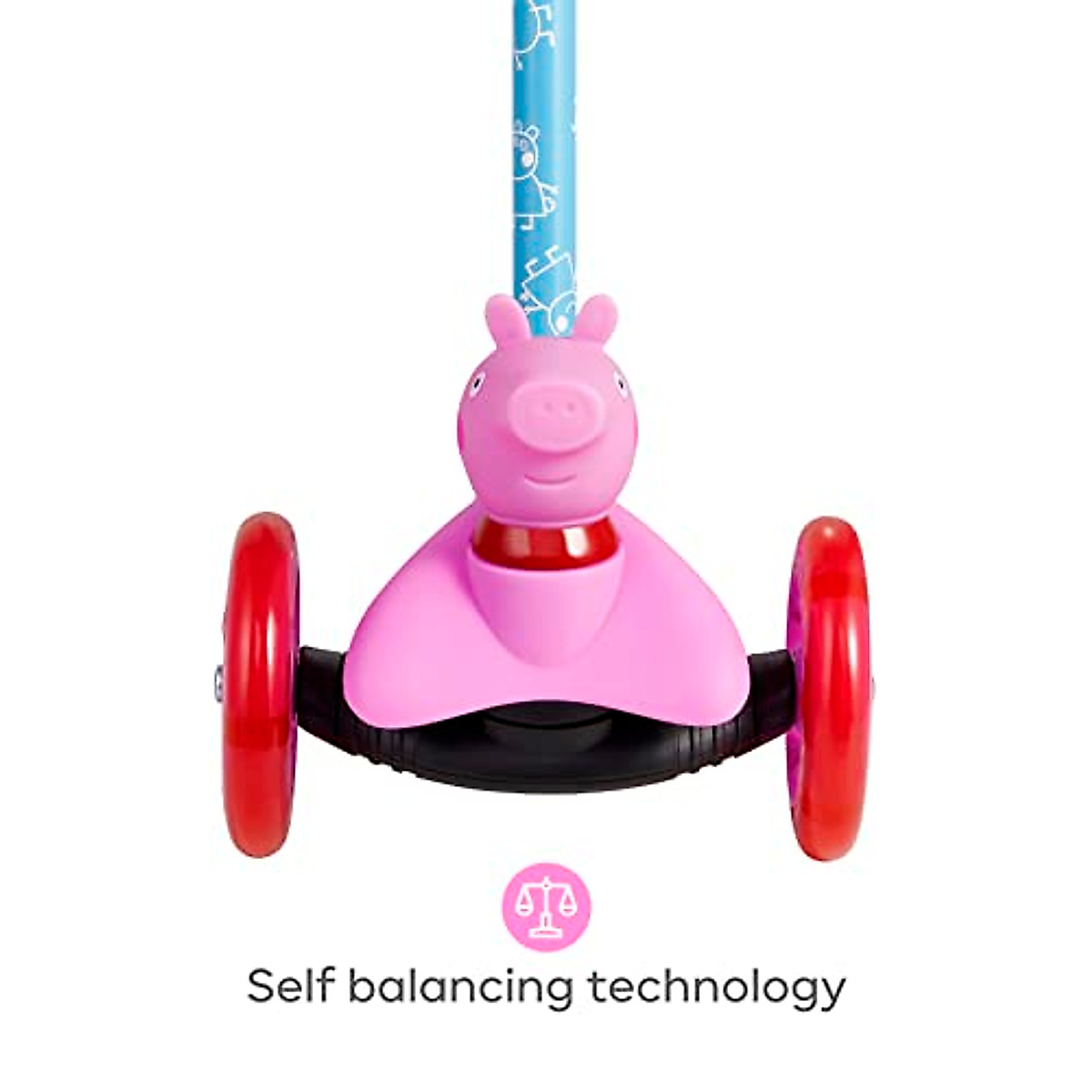 Sakar Self Balancing Toddler Scooter with Light-Up Wheels - Extra Wide Deck, 3 Wheel Platform, Foot Activated Brake, 75 Lbs Limit, Scooter for Kids Ages 3-5