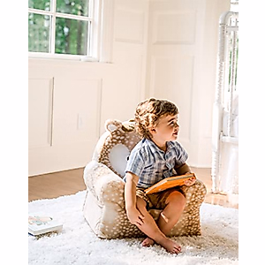 Soft Landing Sweet Seats, Premium and Comfy Toddler Lounge Chair with Carrying Handle & Side Pockets – Polyester , Deer,Brown