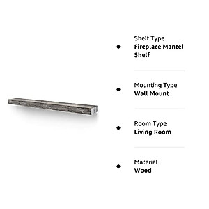 BoscoMondo 60 Inch Fireplace Mantel - Solid Rustic Wood - Wall Mounted Floating Farmhouse Shelf - with Invisible Heavy Duty Metal Bracket (60", Grey)