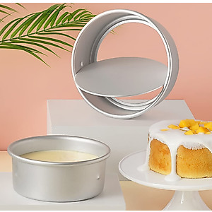 GOLEDU 3 Piece Round Cake Pan, 4" 6" 8" Aluminum Cake Baking Pan with Removable Base, Commonly Used for Baking Cakes that Need a Lot of Volume to Expand, Such as Chiffon Cake, Sponge Cake, etc.