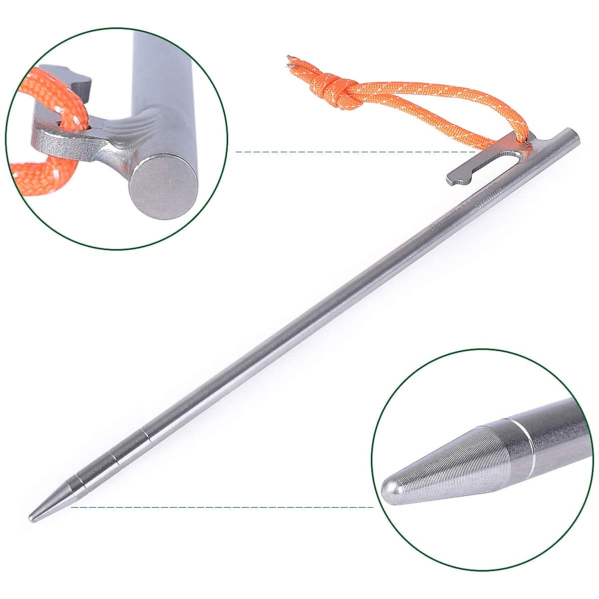 iBasingo 6 pcs Titanium Alloy Tent Pegs Outdoor Camping Awning Tent Stakes Lightweight Tent Nail Ti4012P-20CM