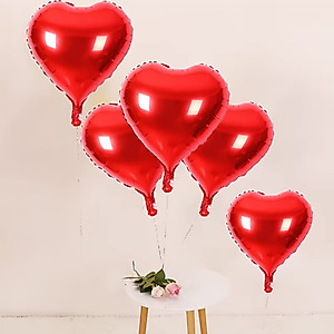 20 Pcs Red Heart Balloons 18 Inch Valentines Day Decoration Foil Heart shaped Balloons Helium Mylar Balloons Foil Balloon for Women Kids Birthday Wedding Proposal Bridal Bachelorette Party Decor