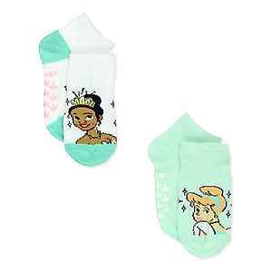 Disney Princess Toddler Girls 6 Pack Socks with Grippers (X-Small (2-4T), Aqua Blue)
