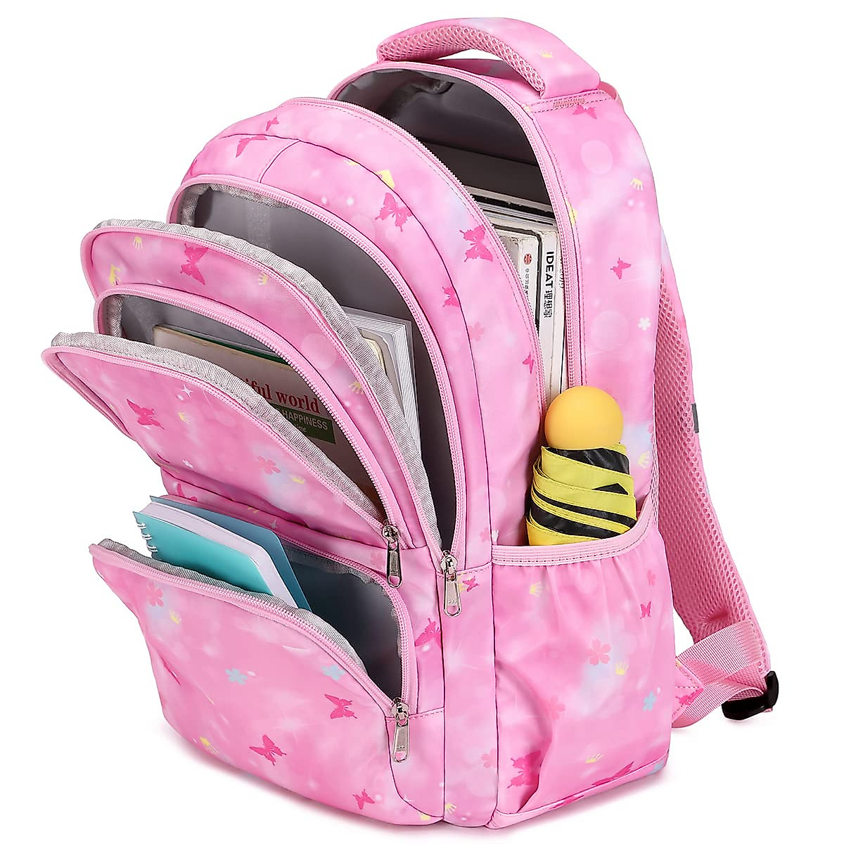 Sunborls Backpack for Girls Kids School Bookbag with a Cute Butterfly Appearance - Lightweight and High-Capacity Backpack Se,Pink