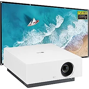 LG HU810PW 4K UHD CineBeam Smart Laser Projector with 300" Display Bundle with 120 inch Minolta 16:9 Indoor-Outdoor Screen
