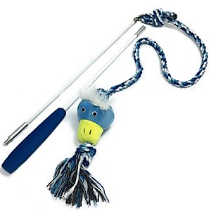 Pet Fit For Life Plush Tough and Durable Squeaky Dog/Puppy Wand Rope Toy - Duck on Rope Teaser Wand