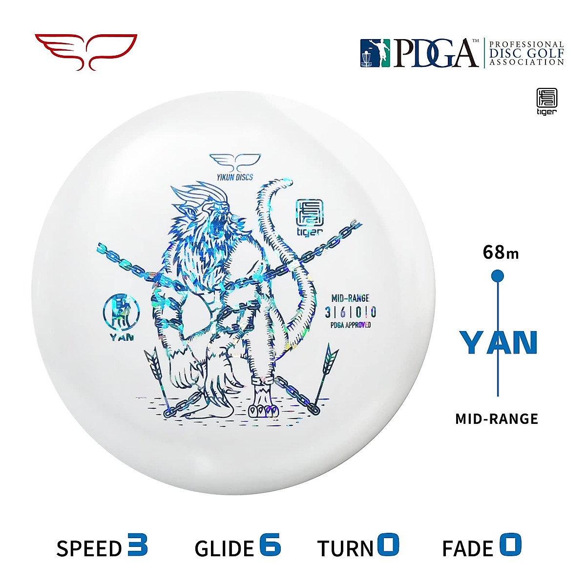 Yikun Disc Golf Mid-Range | Professional PDGA Approved Golf | Stable Discs Golf Midrange | 165-170g | Versatile Golf Disc Perfect for Outdoor Games and Competition[Dics Shade Color May Vary]