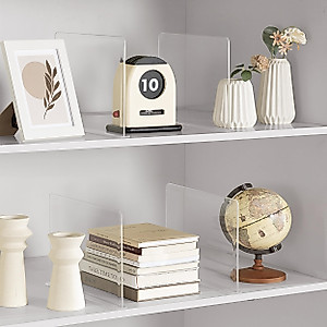 HBlife 4 PCS Adhesive Shelf Dividers for Closet Organization, Fit Wood Shelf Separators for Bedroom and Kitchen for Sweater, Shirts, Handbags