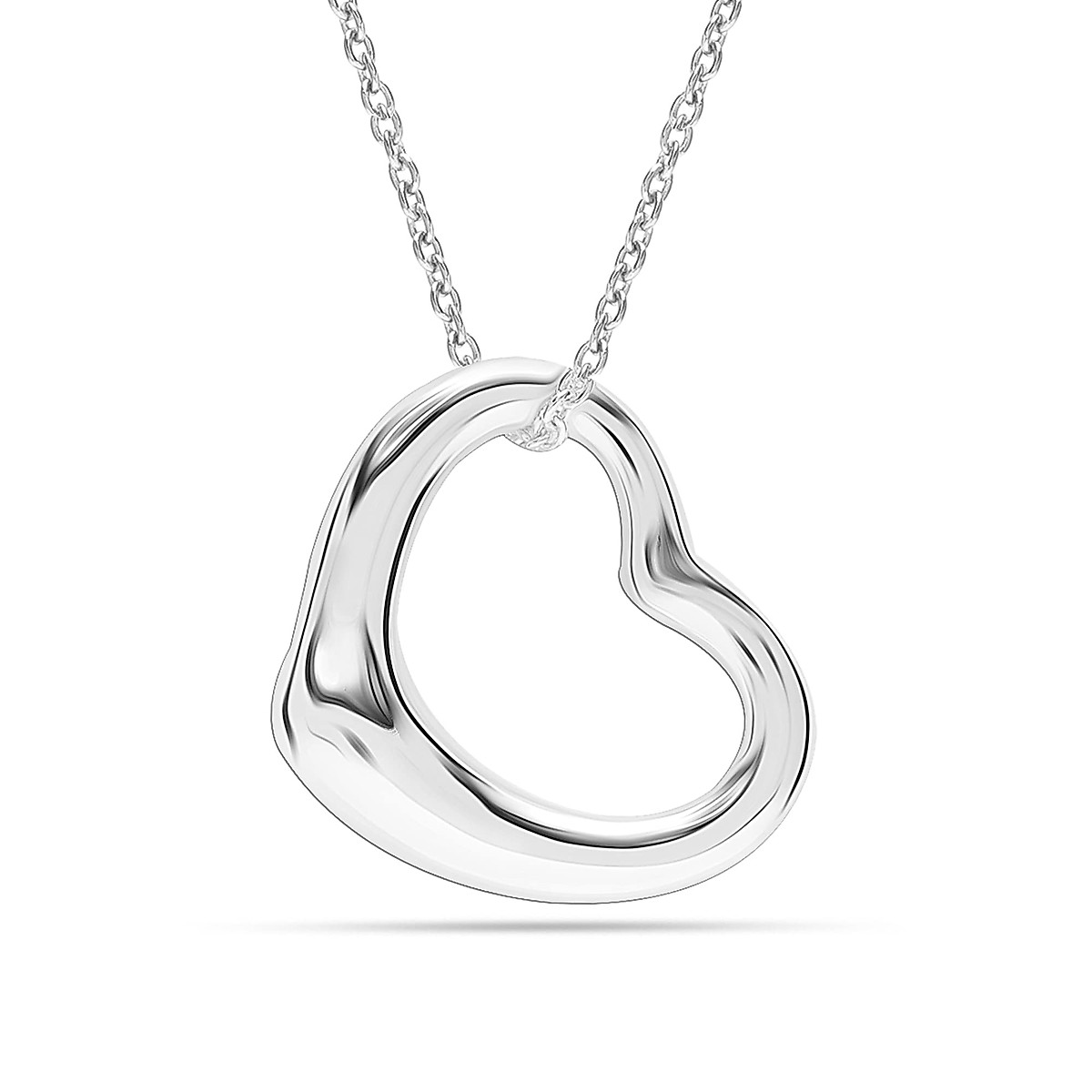 LeCalla 925 Sterling Silver Heart Necklace Open Heart Pendant Open Heart Necklace for Women Floating Love Heart Necklace Teen