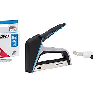 Arrow Fastener T50XKIT1000 TacMate Heavy Duty Staple Gun Kit for Upholstery, Furniture, Office, Decorating, Includes Staple Remover and 1,000 Staples, Black and Silver