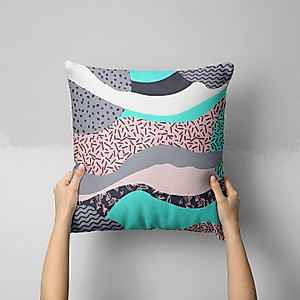iiRov Summer Design Ink-Fuzed Decorative Throw Pillow - Retro Summer Mint and Coral