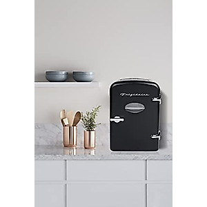 Frigidaire EFMIS175-BLACK Portable Mini Fridge-Retro Extra Large 9-Can Travel Compact Refrigerator, Black, 6 Liters