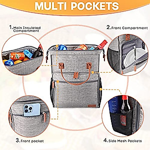 Cooler Backpack 30 Cans Insulated Leakproof Cooler Bag, Waterproof Large Capacity Backpack Cooler Lightweight Camping Lunch Backpack for Hiking, Beach, Fishing (Grey)