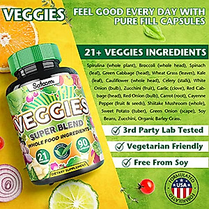 3 Packs - 90 Vegan Capsules Fruits and Veggies Supplement and Fiber & Spice - Extract for Skin, Hair, Nail, Immune, Digestion & Energy Support - 59in1 with Apple, Grape, Carrot, Broccoli & More