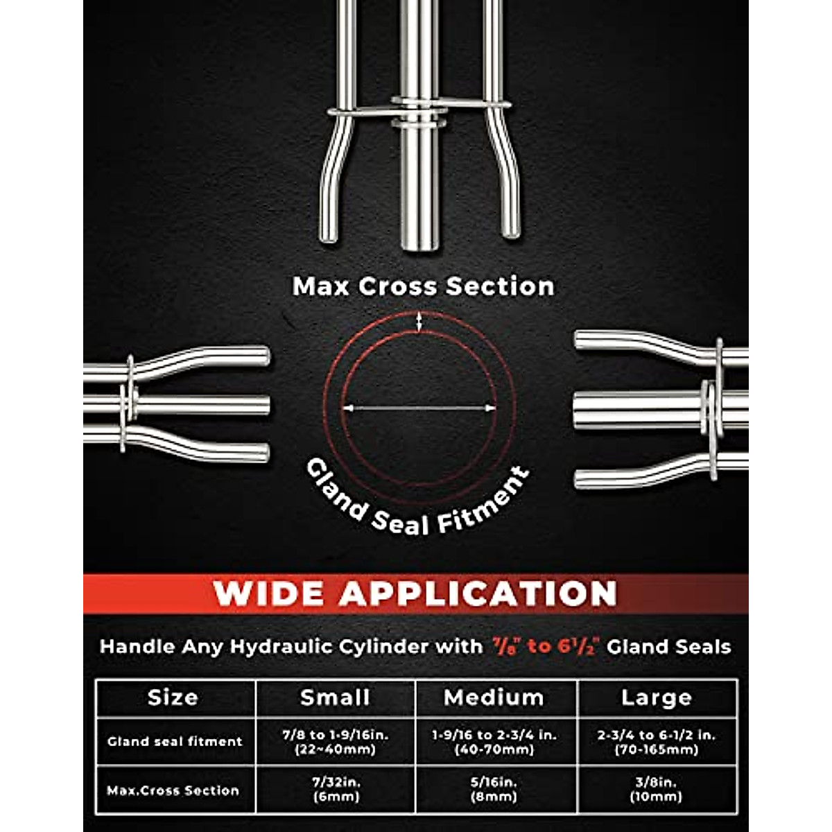 VEHIFOMO Hydraulic Cylinder Seal Installation Tools Kit, Hydraulic Cylinder Piston Repair Gland Seal Tools, U Cup Rod Seal Twisters Universal Seal Twistor Install Tool Set (3 PCS)