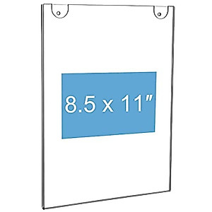 NIUBEE 6 Pack Acrylic Wall Sign Holder 8.5x11 Vertical, Clear Plastic Picture Frame, Wall Mounted Design, Support No Drilling(Provide 3M Tape and Screws)
