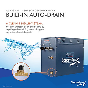 SteamSpa 12kW Steam Sauna Generator Premium Bundle 240V Steam Generator with Touch Pad Control, Steamheads, Pressure Relief Valve, Built-in Auto Drain and Plumber Quick Install Kit PRT1200BN-A