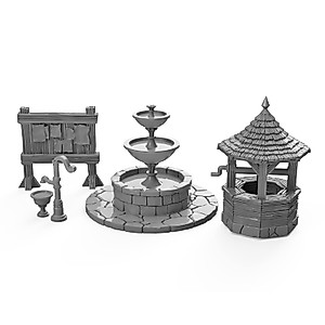 3DEGOS Town Square City Furniture DND Terrain 28mm for Dungeons and Dragons, D&D, Pathfinder, Warhammer 40k, RPG, Miniatures, Age of Sigmar, Tabletop, D and D, Dungeons and Dragons Gifts