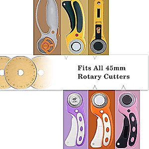 HEADLEY TOOLS Titanium Coated 45mm Rotary Cutter Blades 15 Pack Fits Olfa, Fiskars, Replacement Rotary Blade for Arts Crafts Quilting Scrapbooking Sewing, Sharp and Durable