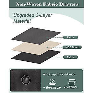 MOOACE Narrow Dresser Storage Tower, Slim Drawers Cabinet, Chest of 4 Fabric Drawers with Wood Shelf, Storage Dresser for Bedroom, Bathroom, Small Space, Closet, Laundry, Black