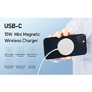 2 Pack 15w Fast Magnetic Wireless Magsafe Charger with 2 USB to C Adapter for iPhone 14/14 Pro/14 Pro Max,13/13 Pro/13 Pro Max/12 Series and AirPods 3/2/Pro and Other Models with Magnet Case