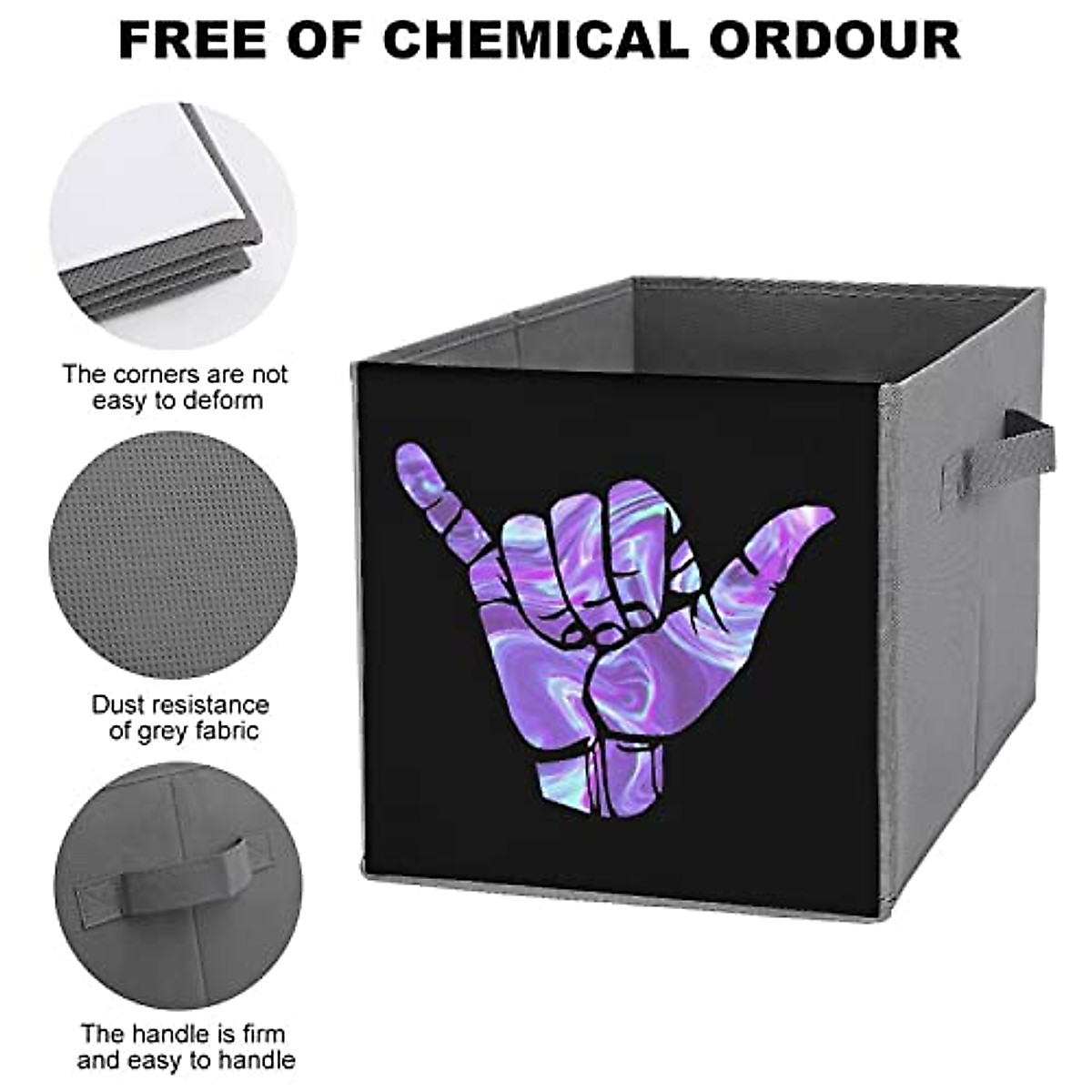 Yellow Shaka PU Leather Collapsible Storage Bins Canvas Cube Organizer Basket with Handles