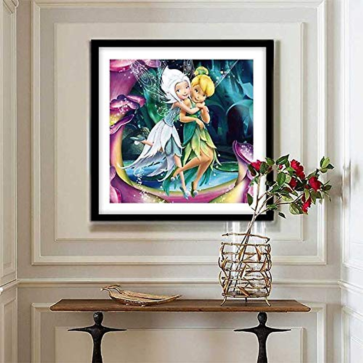 DIY 5D Diamond Art by Number Kits, Tinker Bell Fairy Angel Pretty Fairies Round Full Drill Acrylic Embroidery Cross Stitch Arts Craft Supply for Home Wall Decor Adults 11.8x11.8 inches
