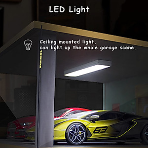 1/18 Scale Model Car Display Case - 1:18 Car Garage Display Case with Clear Acrylic Cover and LED Lighting for Die-Cast Cars, 2 Parkings 86