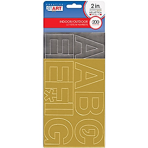 Creative Start Cosco Letters and Numbers Foil 2" Helvetica Font 200 Characters, Gold and Silver (098156)
