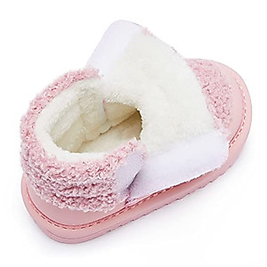 BMCiTYBM Baby Snow Boots Boy Girl Winter Warm Booties Nonslip Lightweight Outdoor Shoes for Infant 6 9 12 18 24 Months Pink Size 18-24 Months Toddler