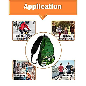 Sling Backpack, St.Patrick's Day Shamrocks Gnome Green Wood Grain Waterproof Lightweight Small Sling Bag, Travel Chest Bag Crossbody Shoulder Bag Hiking Daypack for Women Men