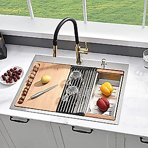 30 Inch Drop in Kitchen Sink - Abironl 30"x22" Topmount Kitchen Sink Stainless Steel Drop in Workstation 16 Gauge R10 Tight Radius Single Bowl Stainless Steel Kitche Sink with Accessory