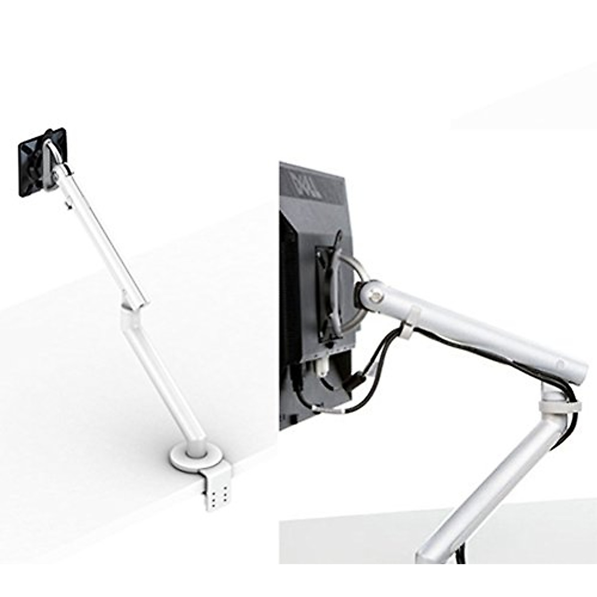 Herman Miller MM_DYN013/010C27 Flow Monitor Arm, Top Mount Clamp (for Top Plate Thickness: 0.5-1.0 inches (12-25 mm), White, Single