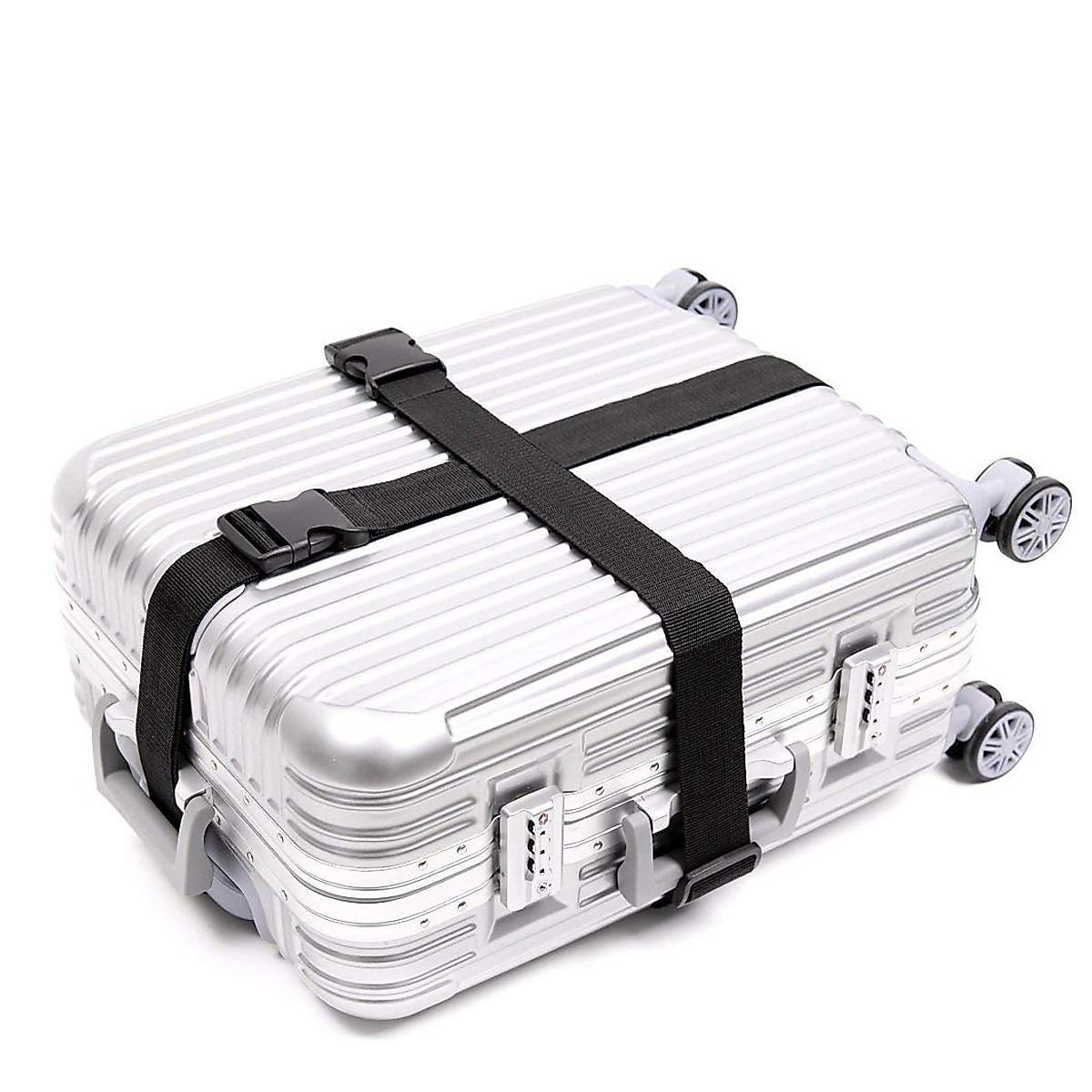 Darller 4 PCS 74" x 2" Luggage Straps Suitcase Belts Wide Adjustable Packing Straps Travel Accessories, Black